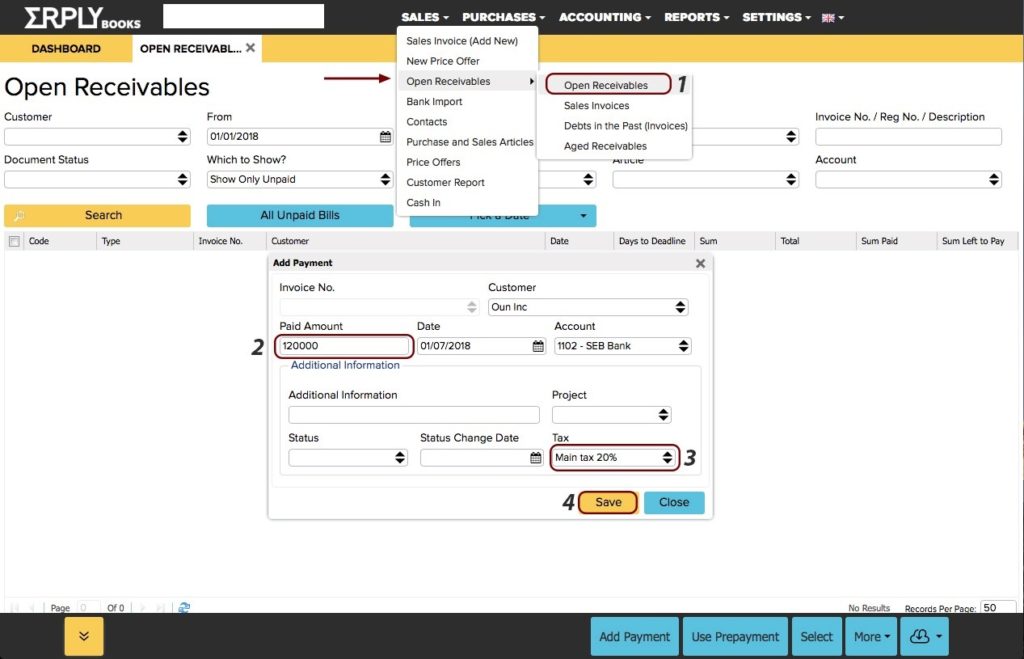 Prepayment VAT - ERPLY Books Accounting Software