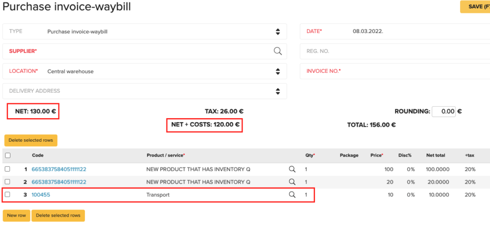Inventory difference account - ERPLY Books
