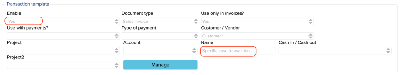Transaction templates - ERPLY Books raamatupidamistarkvara