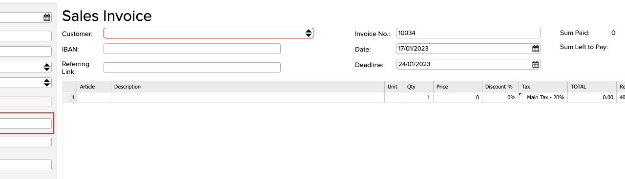 How to see the Referring link value in the sales invoices module ...